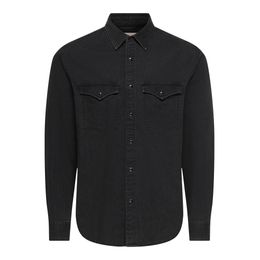 Only & Sons Only & Sons Button Up Shirt 'ONSRAY' male size XS Black denim