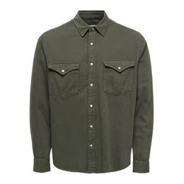 Only & Sons Only & Sons Button Up Shirt 'ONSRAY' male size XXL Green