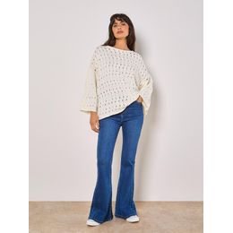 Apricot Pointelle Knit Bell Sleeve Jumper ' ' Damen Gr&ouml;&szlig;e S wei&szlig;
