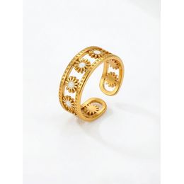 Nemomatheo Ring 'Sunflower - Offener Blumenring' Damen Gr&ouml;&szlig;e 50/60 gold