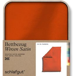 Schlafgut Bettbezug &raquo;Woven Satin&laquo; besonders dicht gewebt, Mix & Match: passender Kissenbezug erh&auml;ltlich rot Mako-Satin, Obermaterial: 100% Baumwolle B/L: 200cm,