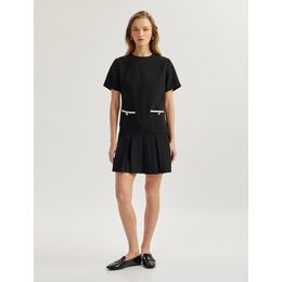 KOTON Kleid Damen Gr&ouml;&szlig;e 40 schwarz / wei&szlig; Sommerkleid