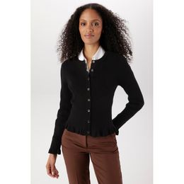 Aniston Selected Damen Aniston SELECTED Strickjacke R&uuml;schen-Applikationen an den &Auml;rmeln und am Saum - NEUE KOLLEKTION schwarz 48