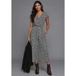 Laura Scott Damen Jumpsuit mit V-Ausschnitt schwarz-wei&szlig; 42, N-Gr