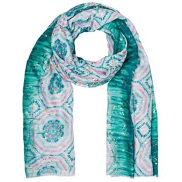 styleBREAKER Schal 'Schal mit Batik Muster Metallic' Damen Gr&ouml;&szlig;e One Size aqua