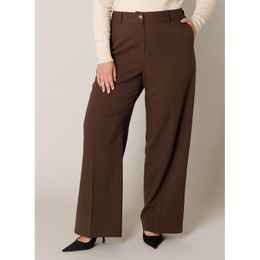 Base Level Curvy Damen Bundfaltenhose &raquo;Yunia&laquo; mit Viskose und Stretch braun 46, L&auml;nge 30