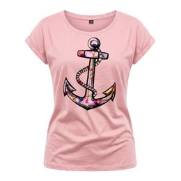 Makaya Shirt 'Blumen Anker' Damen Gr&ouml;&szlig;e XXL pink