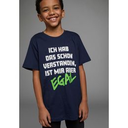 Kidsworld Jungen Kidsworld T-Shirt &raquo;ICH HAB DAS SCHON VERSTANDEN...&laquo; Kurzarm, Basic-Passform, bedruckt, Rundhalsausschnitt blau 140/146