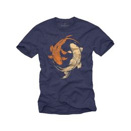 Makaya Shirt 'Yin Yang Kois' Herren Gr&ouml;&szlig;e XXL blau