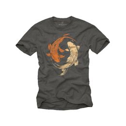 Makaya Shirt 'Yin Yang Kois' Herren Gr&ouml;&szlig;e L grau