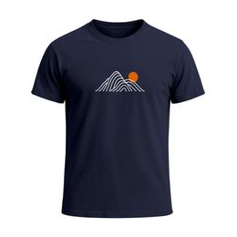 Neverless Shirt 'Lineart Berge' Herren Gr&ouml;&szlig;e XS navy