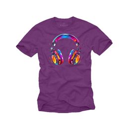 Makaya Shirt 'Kopfh&ouml;rer Bunt' Herren Gr&ouml;&szlig;e XL violettblau