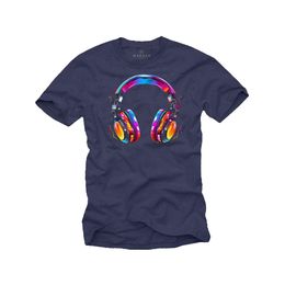 Makaya Shirt 'Kopfh&ouml;rer Bunt' Herren Gr&ouml;&szlig;e M blau