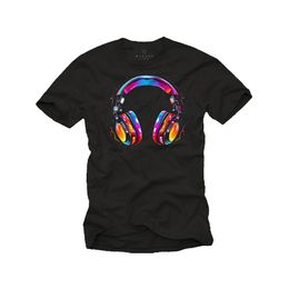 Makaya Shirt 'Kopfh&ouml;rer Bunt' Herren Gr&ouml;&szlig;e S schwarz