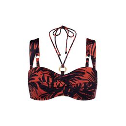 Triumph Bikini Top ' Red Label Summer Palm ' female size 80 Dark orange / Black
