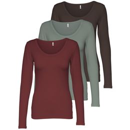 Only Shirt Damen Gr&ouml;&szlig;e M braun / basaltgrau / bordeaux