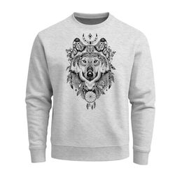Neverless Sweatshirt 'Boho Wolf' Herren Gr&ouml;&szlig;e XL grau