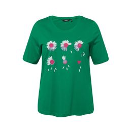 Ulla Popken T-Shirt 'Bl&uuml;tenzauber' Damen Gr&ouml;&szlig;e XL/XXL gr&uuml;n / pink / wei&szlig;