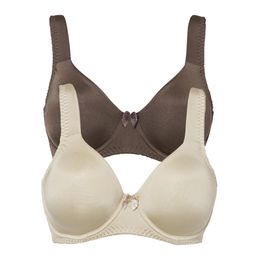 bonprix T-Shirt-BH (2er Pack) Damen Gr&ouml;&szlig;e 80 creme / schoko Sommerkleid