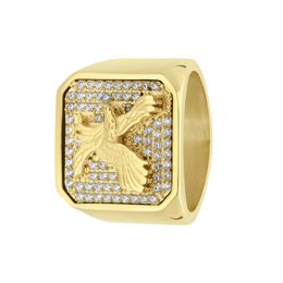 Lucardi Ring Herren Gr&ouml;&szlig;e 60 gold / transparent