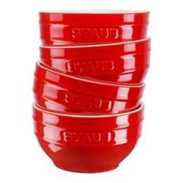 Staub Ceramique Sch&uuml;ssel Set 12 cm / 4-tlg, Kirsch-Rot, Keramik