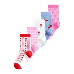 next Socken M&auml;dchen Gr&ouml;&szlig;e 23/26 azur / rosa / rot / wei&szlig;