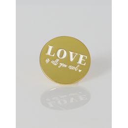 Annis Wiesbaden Est. 2021 Brosche 'Ansteck-Pin "Love is all you need" rund, gold / wei&szlig;' Damen Gr&ouml;&szlig;e 2.5 cm x 2.5 cm gold