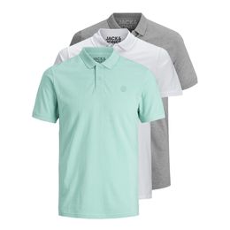 Jack & Jones Jack & Jones Poloshirt 'JJBasic' Herren Gr&ouml;&szlig;e L aqua / grau / wei&szlig;