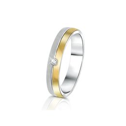 Lucardi Ring 'Praag' female size 53 Gold / Silver / Transparent