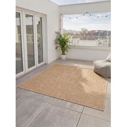 benuta Basic In- & Outdoor-Teppich Iowa Beige 195x195 cm - Teppich f&uuml;r Balkon, Terrasse & Garten