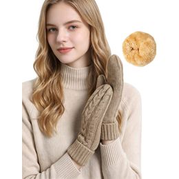 MAGICSHE Handstulpen 'Strick Winterhandschuhe mit Fleecefutter Warm Weich' Damen Gr&ouml;&szlig;e XS/XL hellbraun