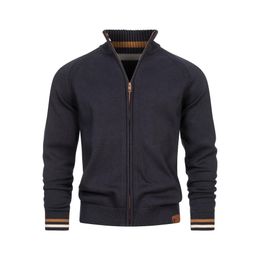 INDICODE Jeans Strickjacke 'Arutemia' Herren Gr&ouml;&szlig;e XL dunkelblau / braun / wei&szlig;