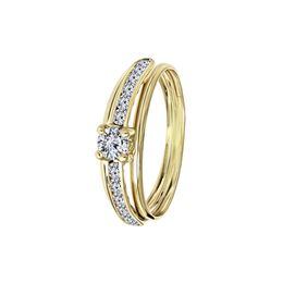 Lucardi Ring 'Klassisch' Damen Gr&ouml;&szlig;e 49 gold / silber