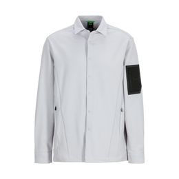 BOSS Button Up Shirt male size L Light grey / Black