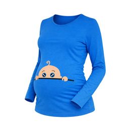 M.m.c. Umstand Shirt 'Neugieriges Baby Umstandslangarmshirt' Damen Gr&ouml;&szlig;e S dunkelblau