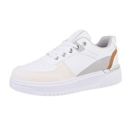 Ital-Design Sneakers Low Damen Gr&ouml;&szlig;e 36 braun / grau / ros&eacute; / wei&szlig; Sommerschuhe