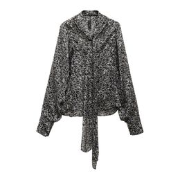 Mango Bluse Damen Gr&ouml;&szlig;e XS dunkelgrau / schwarz / wei&szlig;