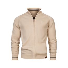 INDICODE Jeans Strickjacke 'Arutemia' Herren Gr&ouml;&szlig;e XXXL beige / wei&szlig;