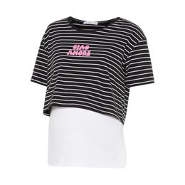 Neun Monate Umstand T-Shirt Damen Gr&ouml;&szlig;e L/XL hellpink / schwarz / wei&szlig;