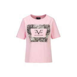 19V69 Italia T-Shirt 'Bellara' Damen Gr&ouml;&szlig;e XL schlammfarben / rosa / schwarz / eierschale