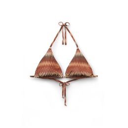 CALZEDONIA Bikinitop 'Golden Chevron' Damen Gr&ouml;&szlig;e 80/90 dunkelbeige / braun / kastanienbraun
