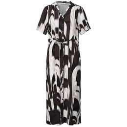 Street One Midi-Kleid mit V-Neck und Print Damen Gr&ouml;&szlig;e 36 dunkelbraun Sommerkleid