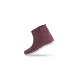SHUS walk with nature Ankle Boots 'Uldst&oslash;vle/sutsko (100% ren uld) - Model lilla m/s&aring;l i skind - Dansk Design fra SHUS' female size 37 Purple