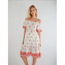 Mixray Kleid Damen Gr&ouml;&szlig;e 40 lachs / wei&szlig; Sommerkleid