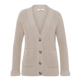 Peter Hahn - Strickjacke mit V-Ausschnitt, beige, Gr. 36 / S - Baumwolle