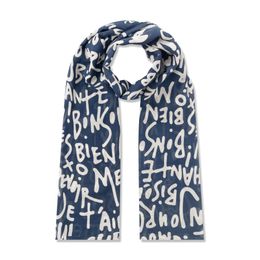 Codello Schal mit franz&ouml;sischen Typo-Prints Damen Gr&ouml;&szlig;e One Size blau