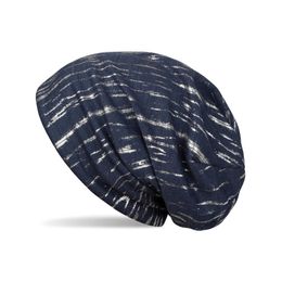 styleBREAKER M&uuml;tze 'Beanie mit Metallic Streifen Print' Damen Gr&ouml;&szlig;e 54/64 dunkelblau