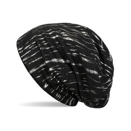 styleBREAKER M&uuml;tze 'Beanie mit Metallic Streifen Print' Damen Gr&ouml;&szlig;e 54/64 schwarz