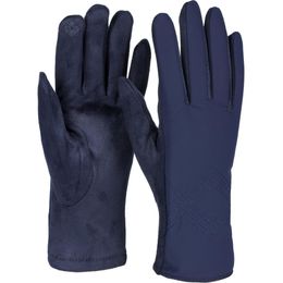 styleBREAKER Fingerhandschuhe 'Touchscreen Handschuhe Zick-Zack bestickt' Damen Gr&ouml;&szlig;e XS/XL dunkelblau