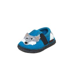 Kitz-Pichler Hausschuh 'Walkpantoffel Bobby Appl. Wolf' Jungen Gr&ouml;&szlig;e 23 aqua